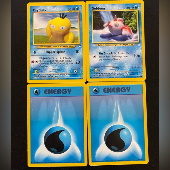 Pokemon | Toys | Psyduck Goldeen And Two Water Energy Pokmon Cards ...